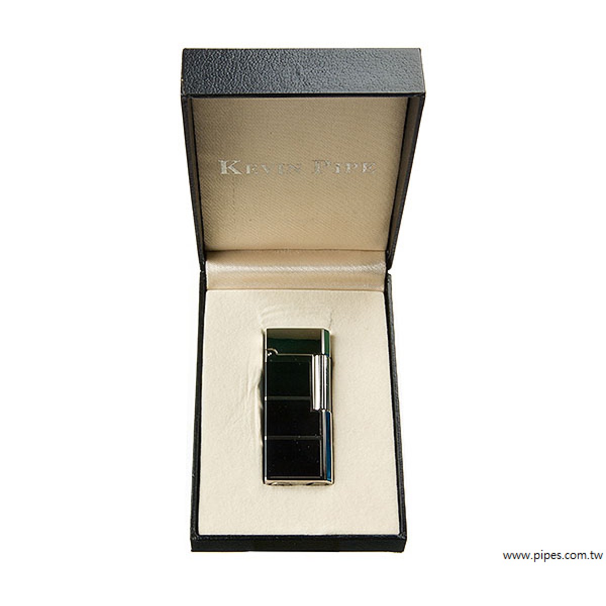 Kevin Pipe 炫黑橫飾條斜火打火機